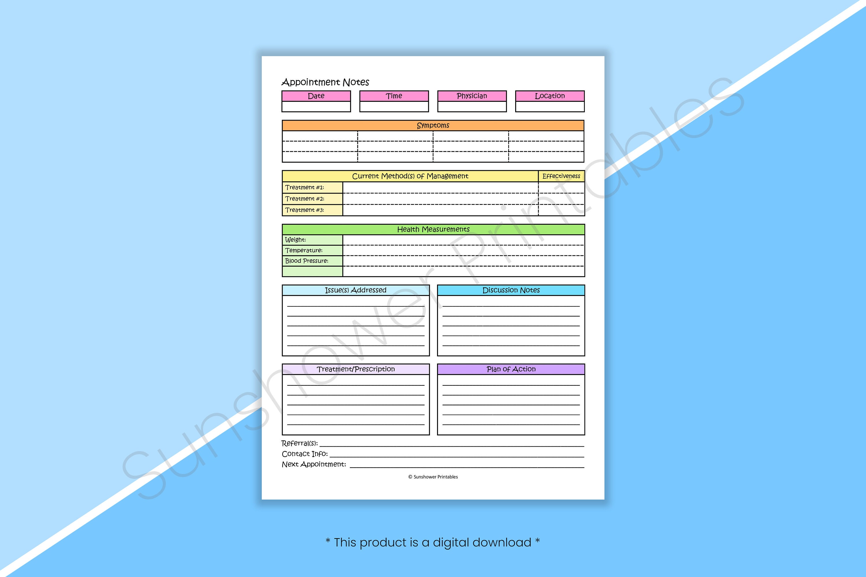 Doctors Appointment Printable Note Taking - Medical Record, Symptom ...