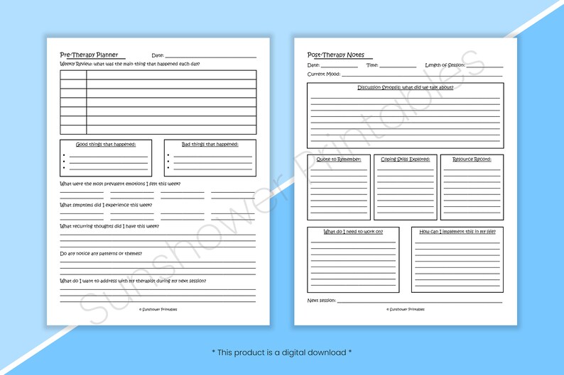 Therapy Note Taking Printable Worksheets Mental Illness - Etsy