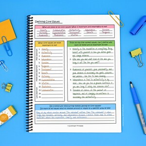 Core Value Exploration Printable Worksheets List of Guiding - Etsy