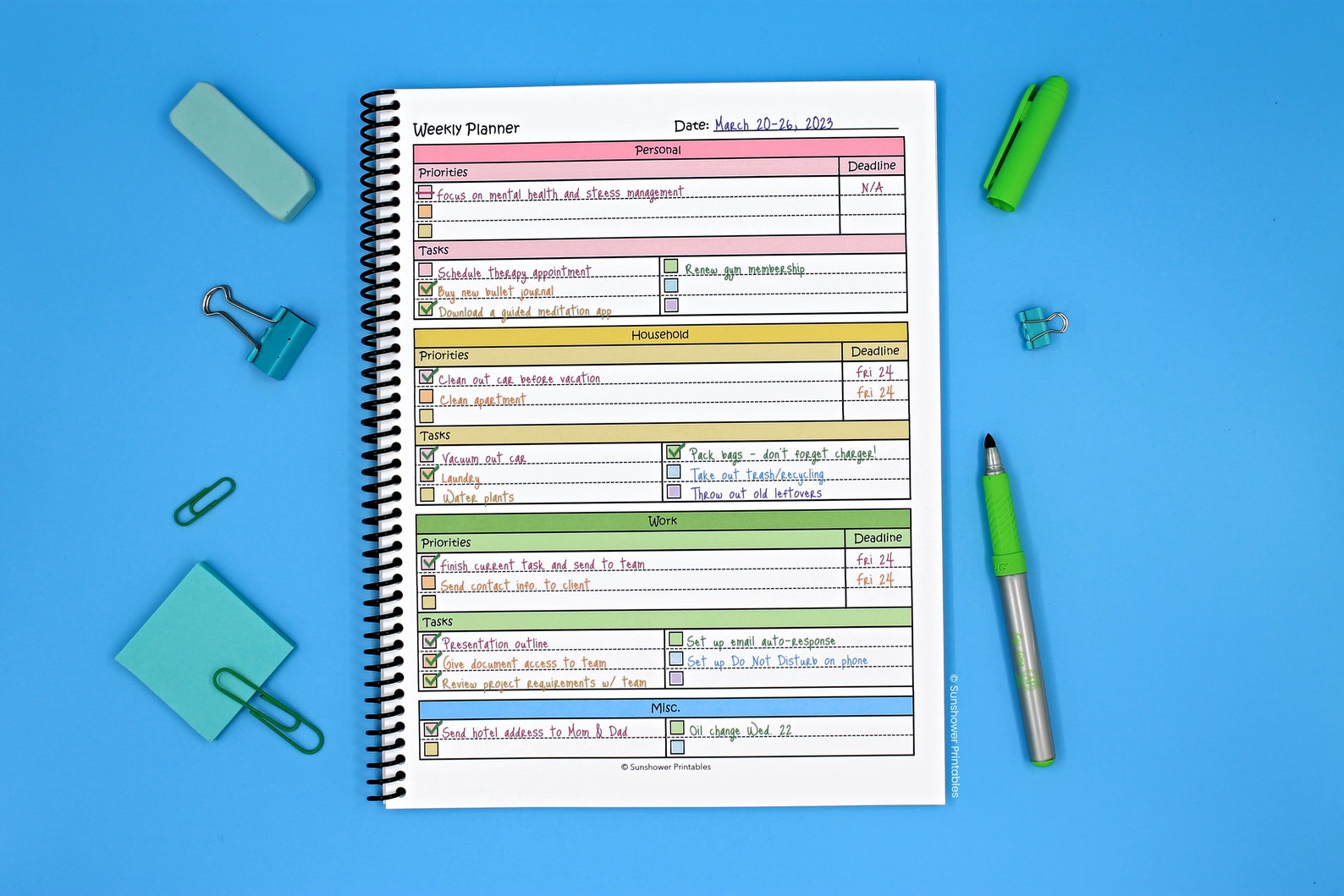 Printable Weekly Priority Planner Task Checklist Goat - Etsy