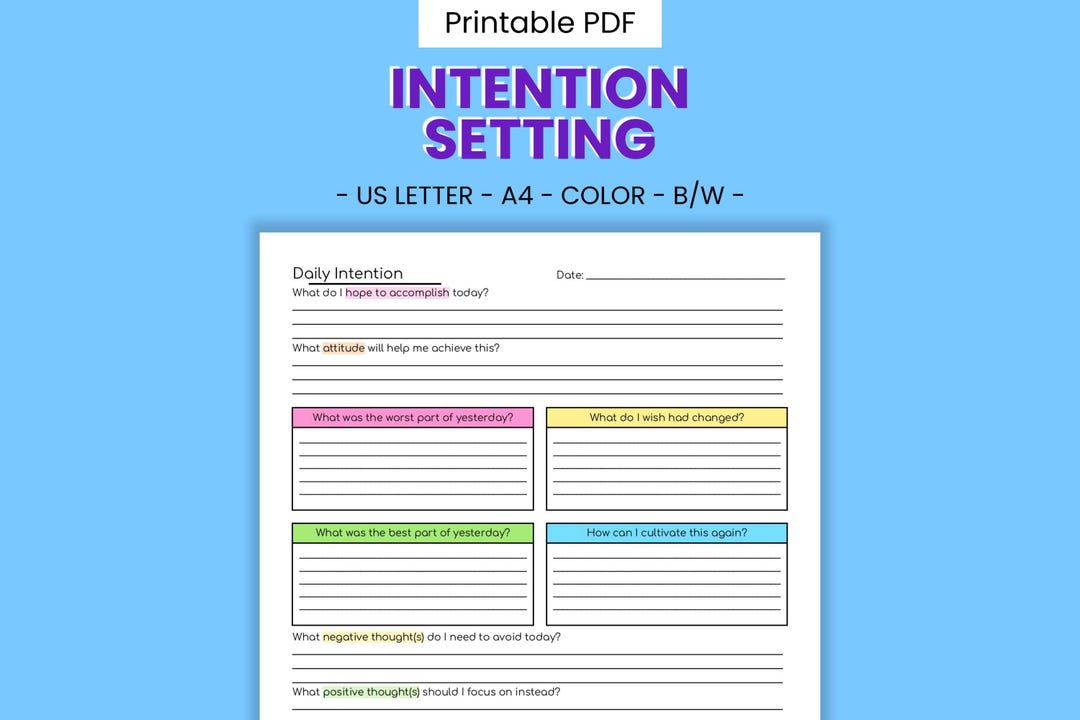 Printable Intention Setting Self-help Prompts - Etsy