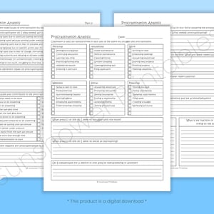 Procrastination Analysis Printable Worksheets - ADHD Behavior ...