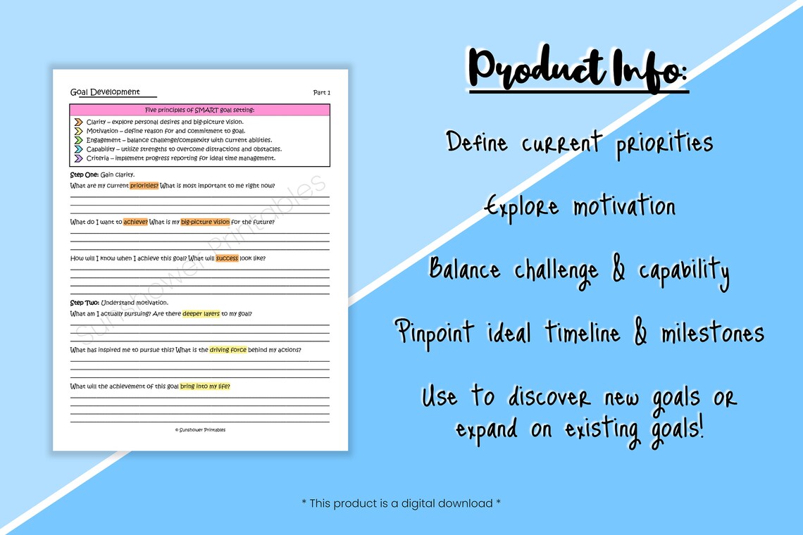 Goal Development Printable Worksheets 2024 Resolution Setting, Vision & Intention Statements ...