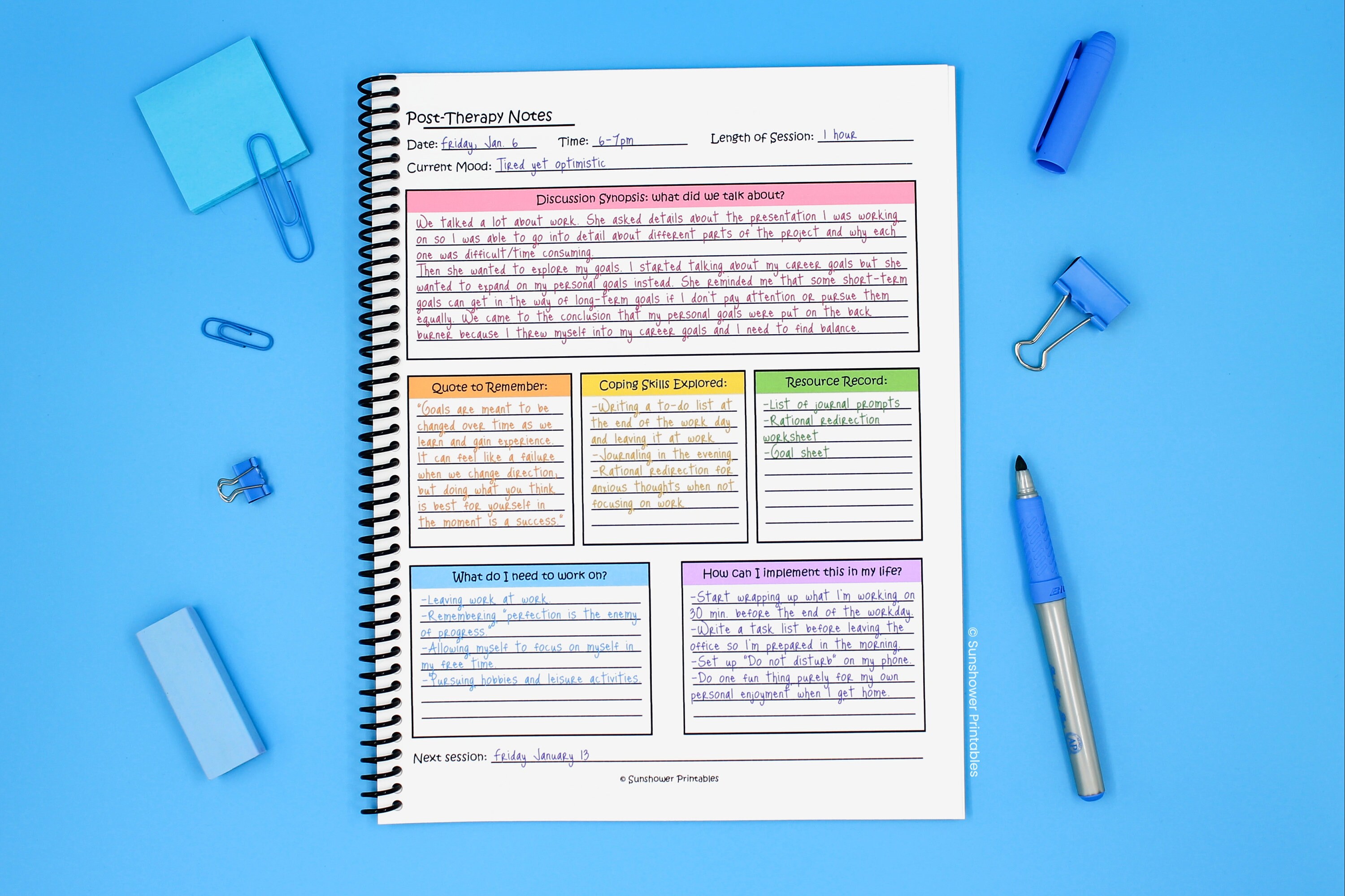 Therapy Note Taking Printable Worksheets Mental Illness - Etsy