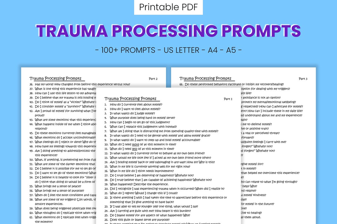 Trauma Processing Journal Writing Prompts 100 Printable - Etsy