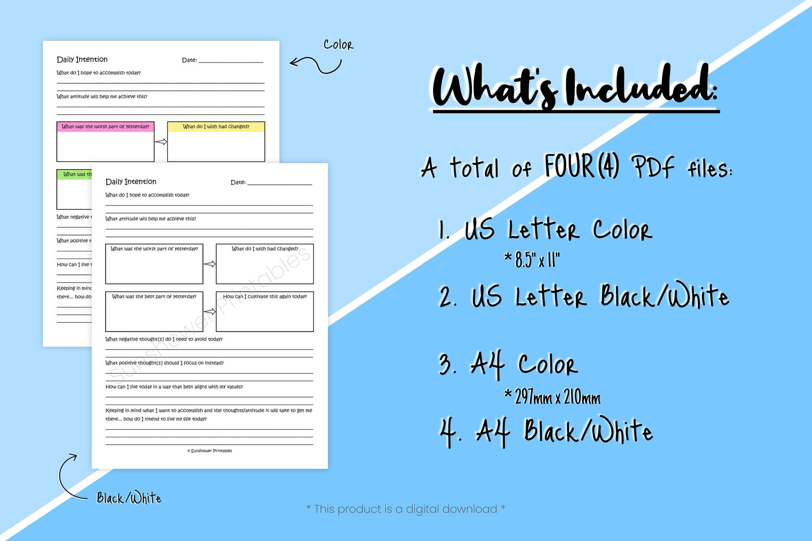 Daily Intention Printable Journal Prompts Mindful Living - Etsy