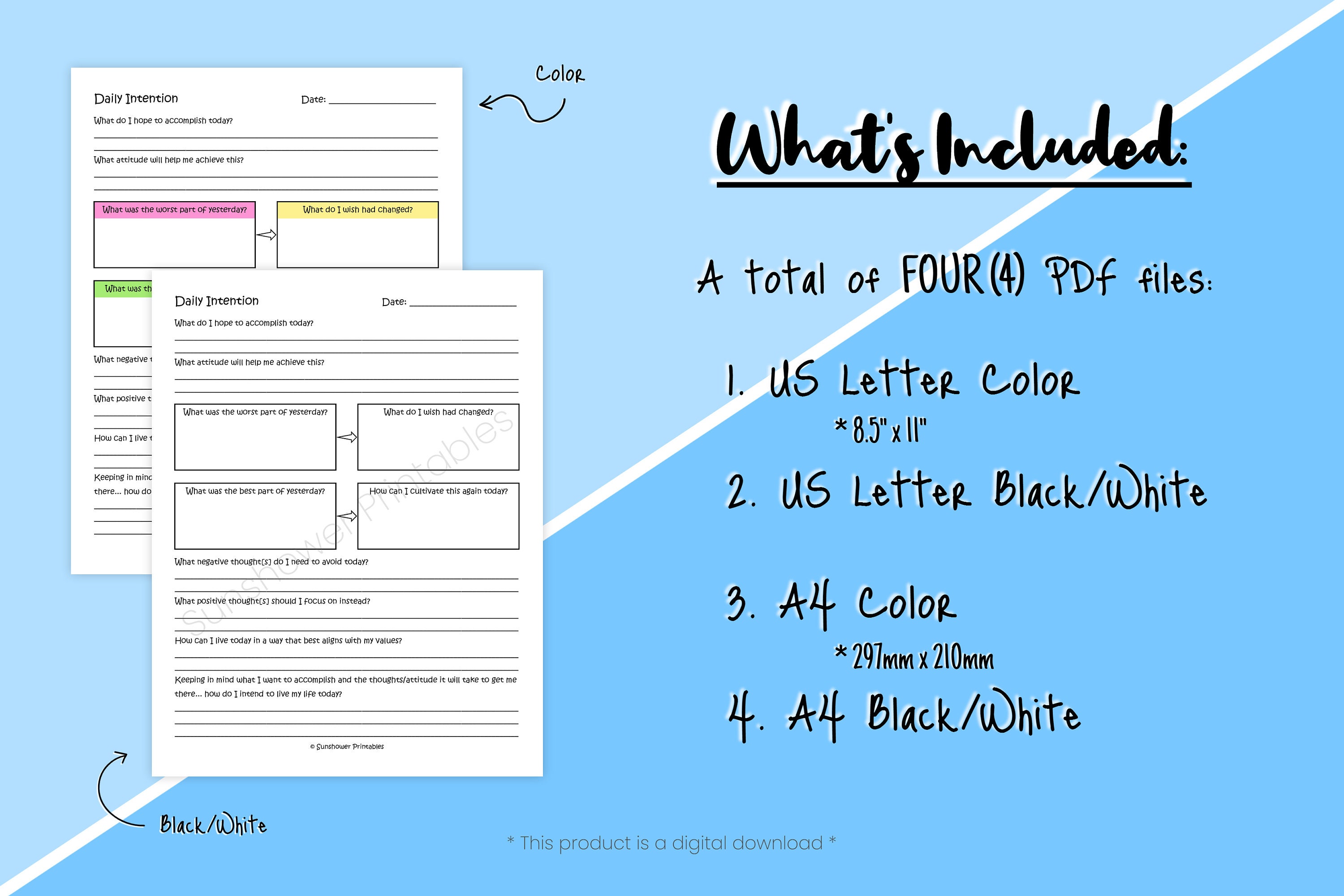 Daily Intention Printable Journal Prompts Mindful Living - Etsy