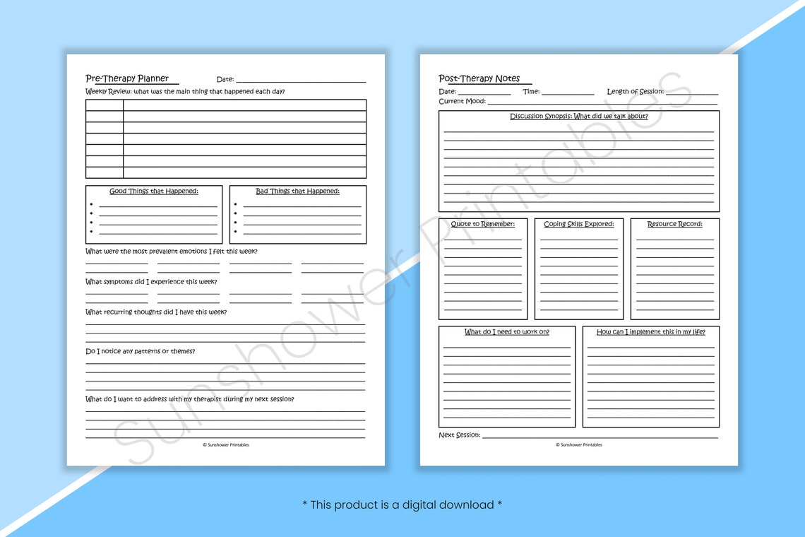 Therapy Note Taking Printable Worksheets Mental Illness Counseling ...