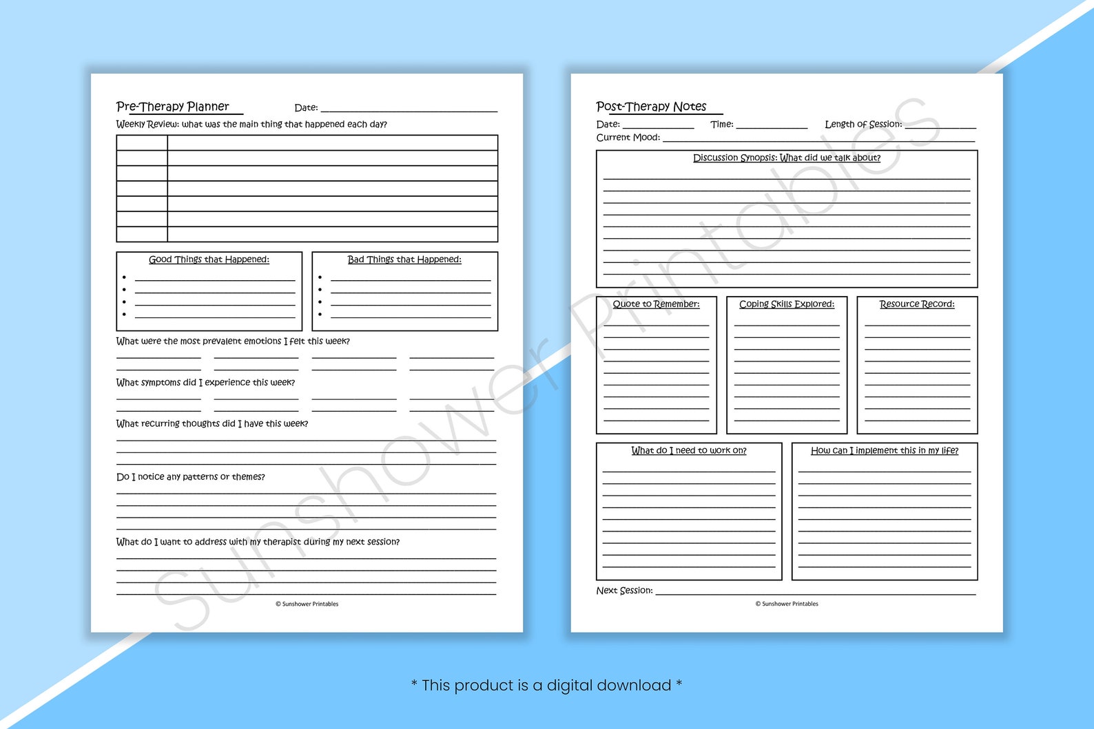 Therapy Note Taking Printable Worksheets Mental Illness Counseling ...