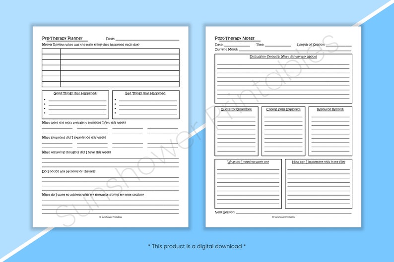 Therapy Note Taking Printable Worksheets Mental Illness Counseling ...