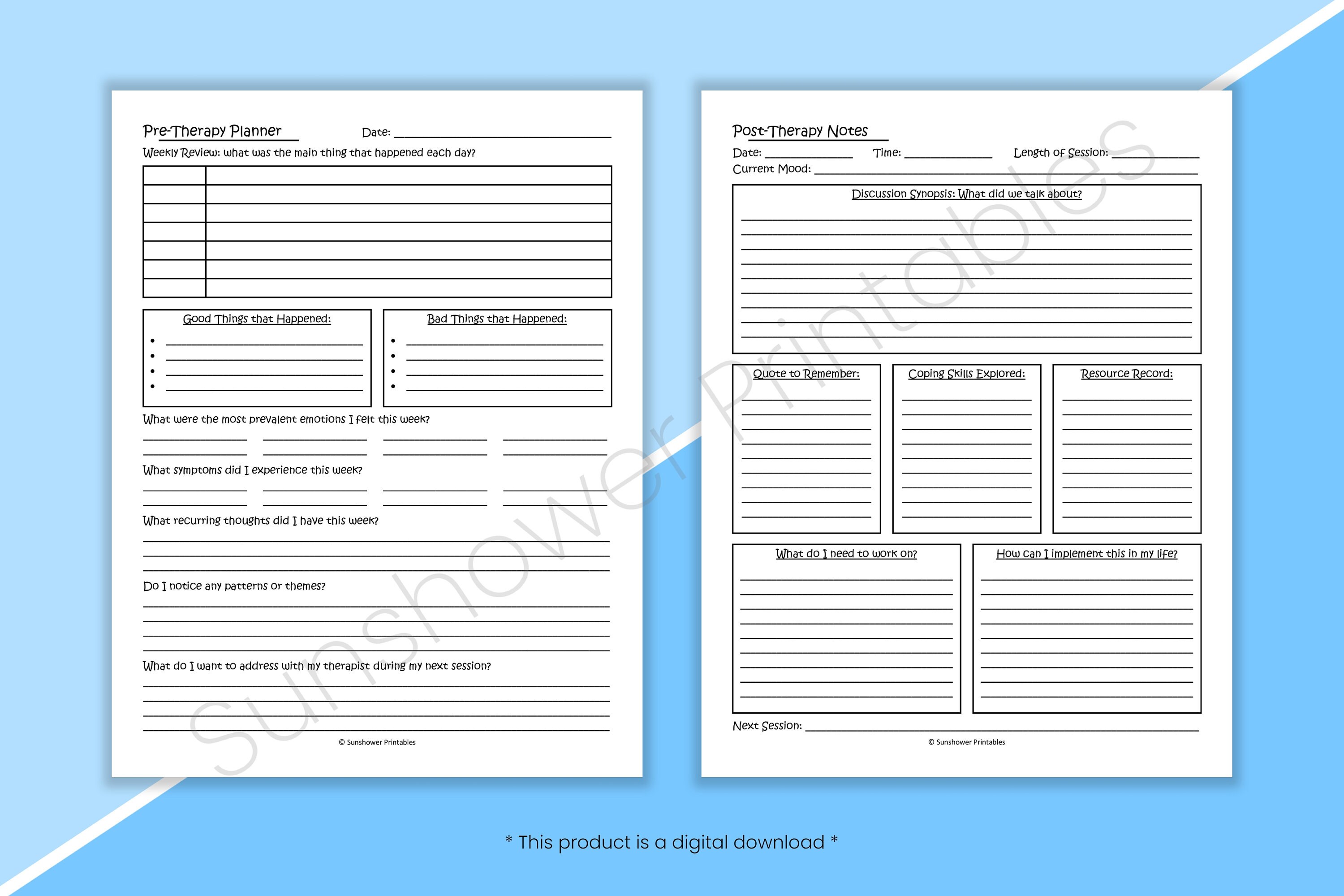 Therapy Note Taking Printable Worksheets Mental Illness Counseling ...