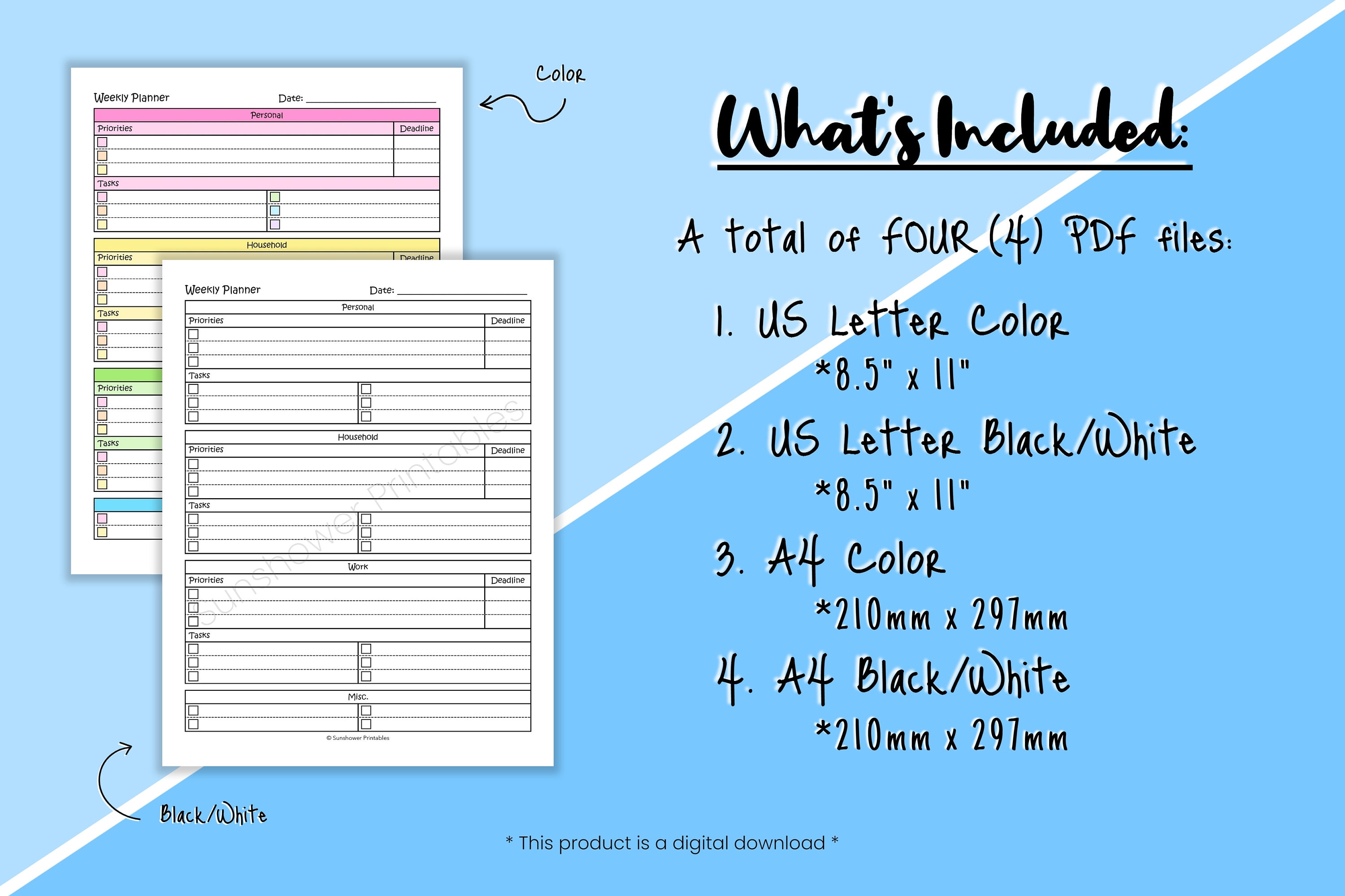 Printable Weekly Priority Planner Task Checklist, Goat Setting ...