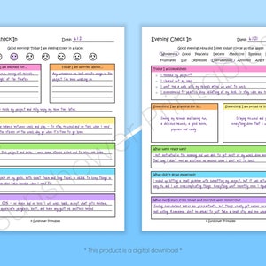 Daily Reflection Journal Pages Printable Check In Morning & - Etsy