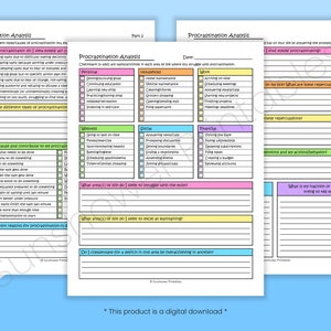 Procrastination Analysis Printable Worksheets - ADHD Behavior ...