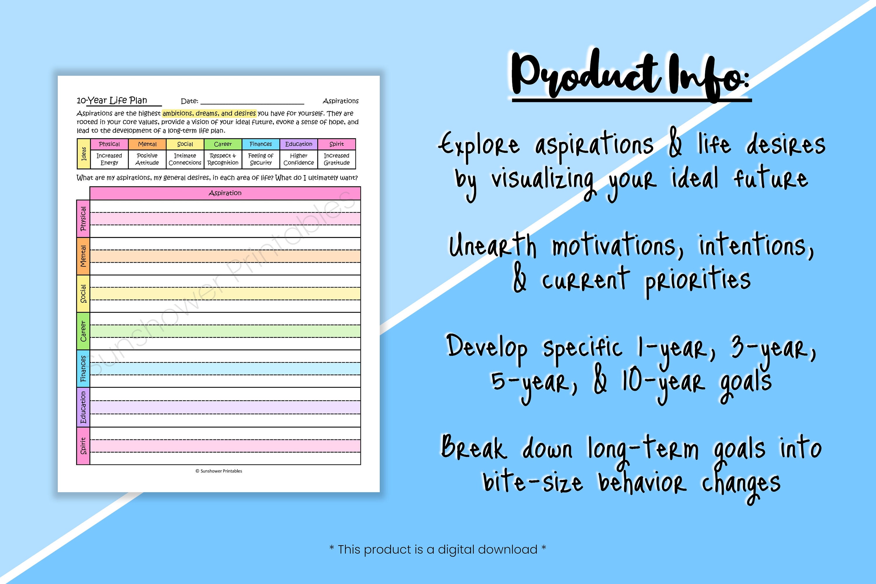 10-year Life Planner Printable Visualization Worksheets, Long-term ...