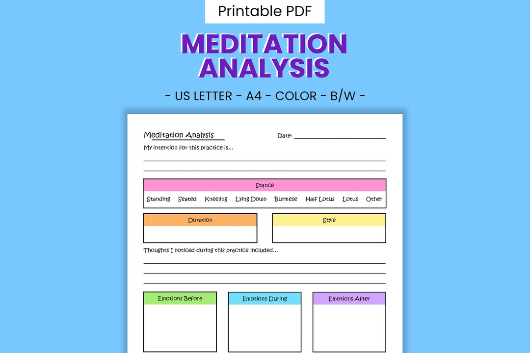 Meditation Analysis Printable Journal Page - Health & Wellness ...