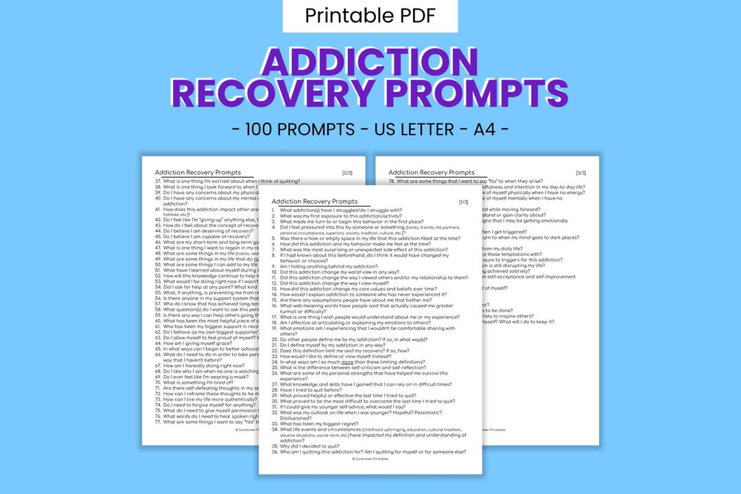 Printable Addiction Recovery Journal Writing Prompts - Etsy