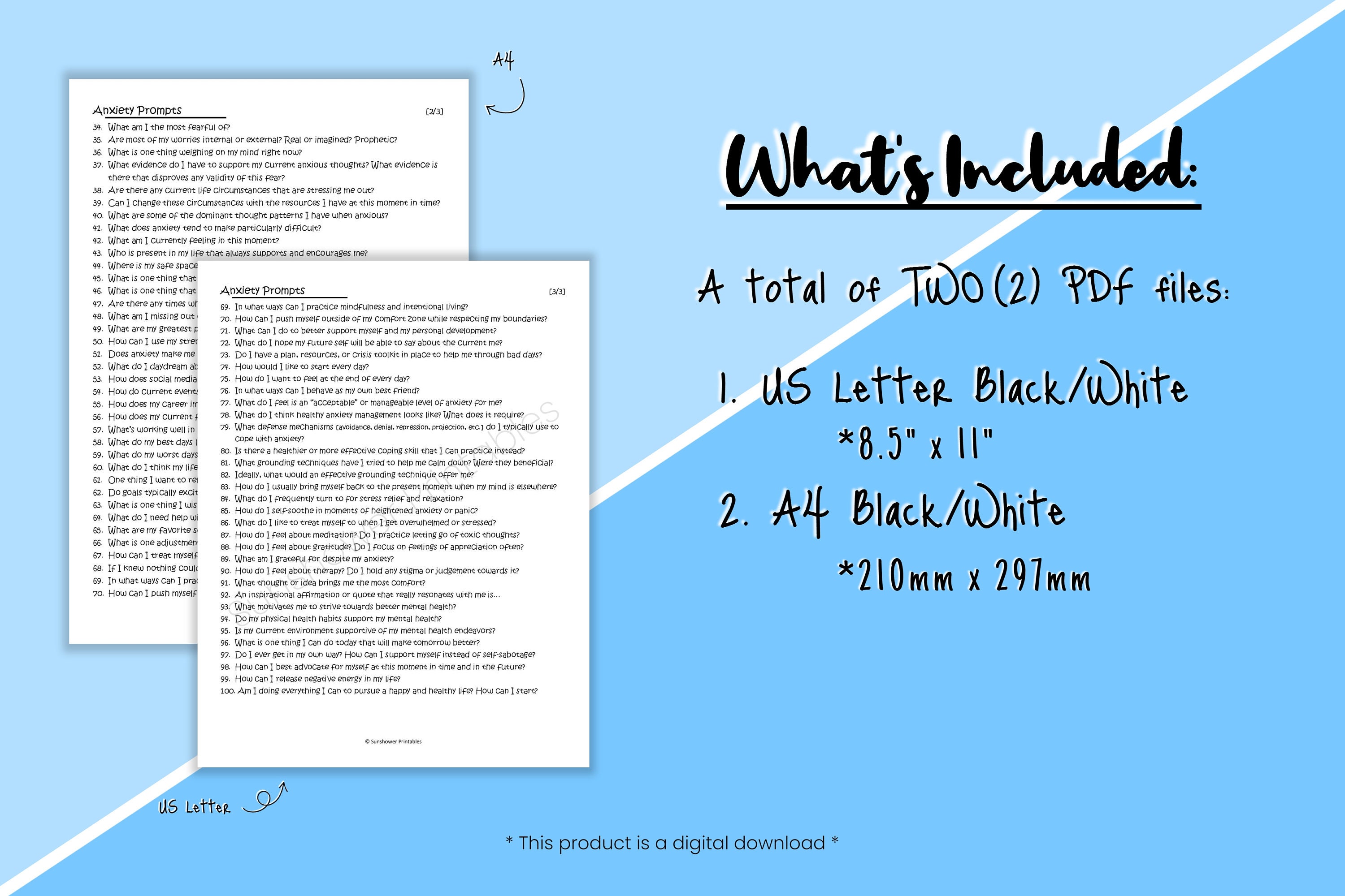 Anxiety Journal Writing Prompts 100 Printable Questions, Panic & Stress ...