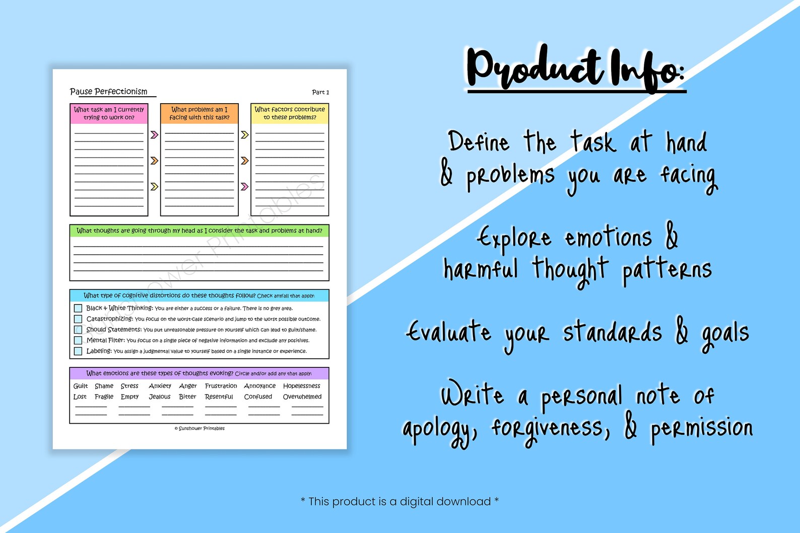 Stopping Perfectionism Printable Worksheets Self-esteem Therapy ...