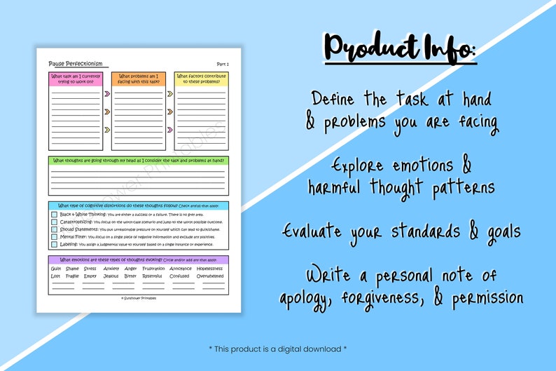 Stopping Perfectionism Printable Worksheets Self-esteem Therapy ...