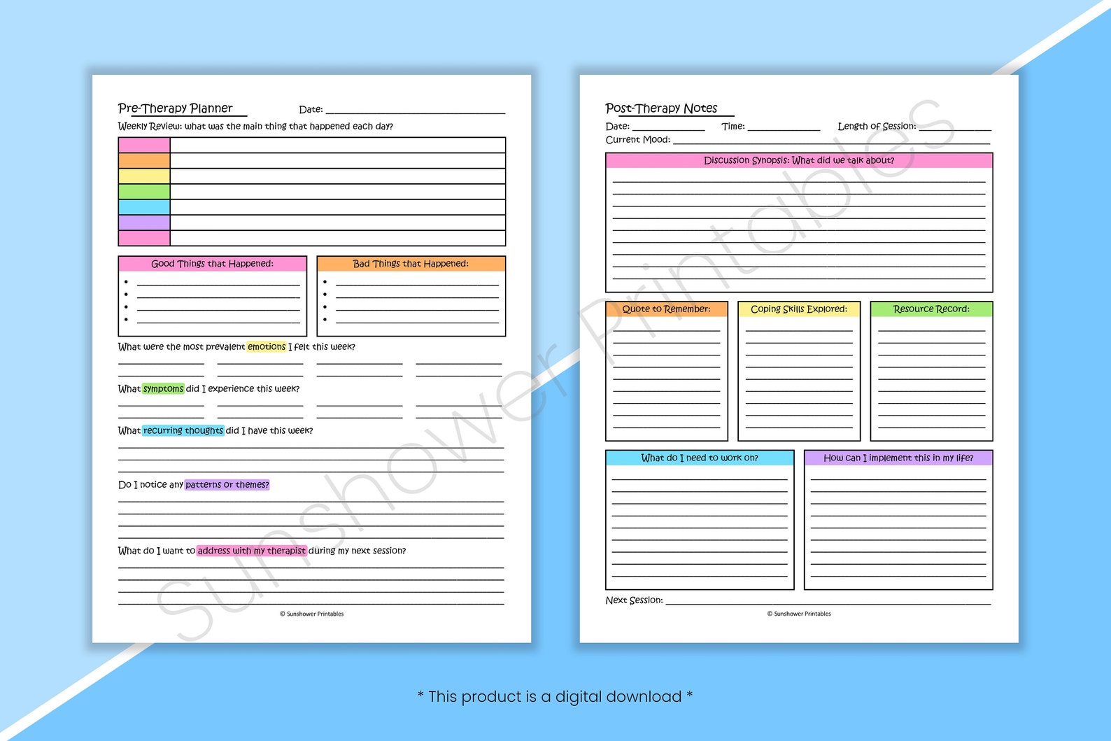 Therapy Note Taking Printable Worksheets Mental Illness Counseling ...