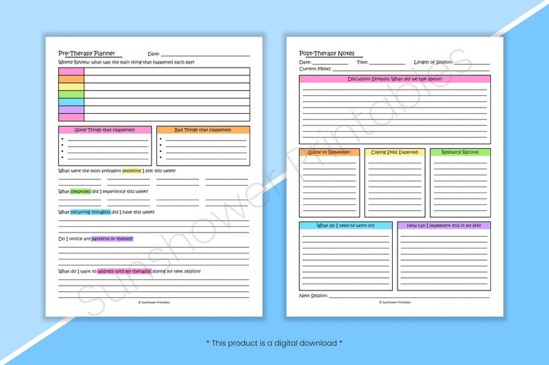 Therapy Note Taking Printable Worksheets Mental Illness Counseling ...