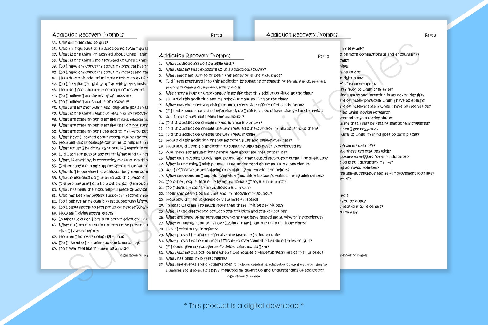 Addiction Recovery Journal Writing Prompts 100 Printable - Etsy