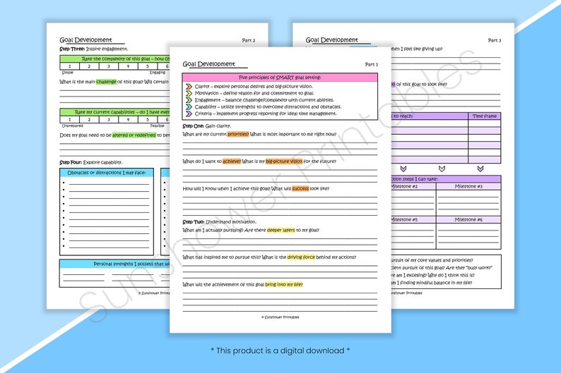Goal Development Printable Worksheets 2024 Resolution Setting, Vision ...