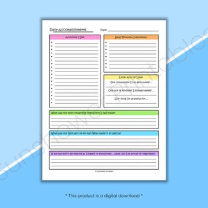 Daily Accomplishments Printable Journal Page Gratitude Reflections ...