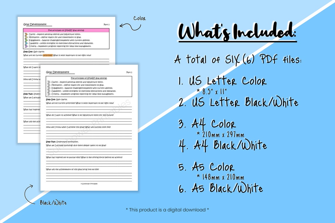 Goal Development Printable Worksheets Habit Resolution - Etsy