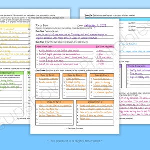 Focus Plan Printable Worksheets Productivity & Time - Etsy