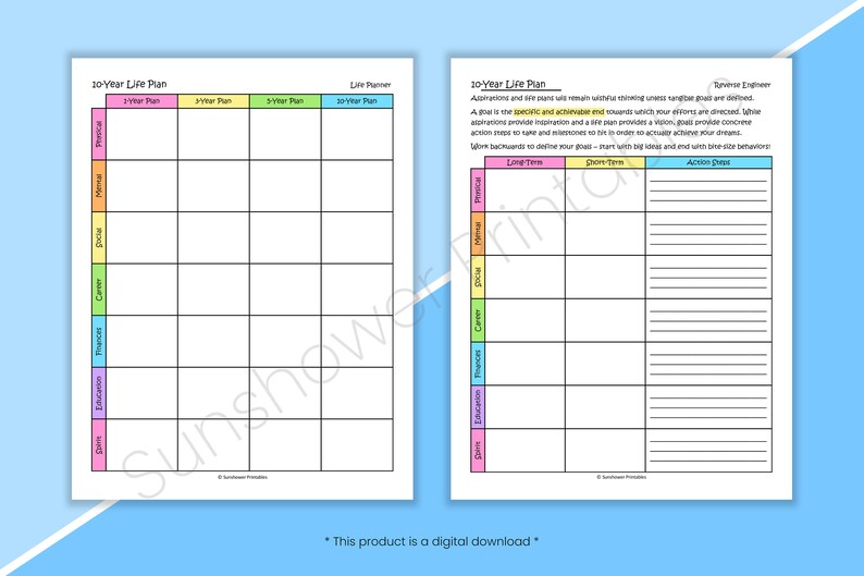 10-year Life Planner Printable Visualization Worksheets, Long-term ...