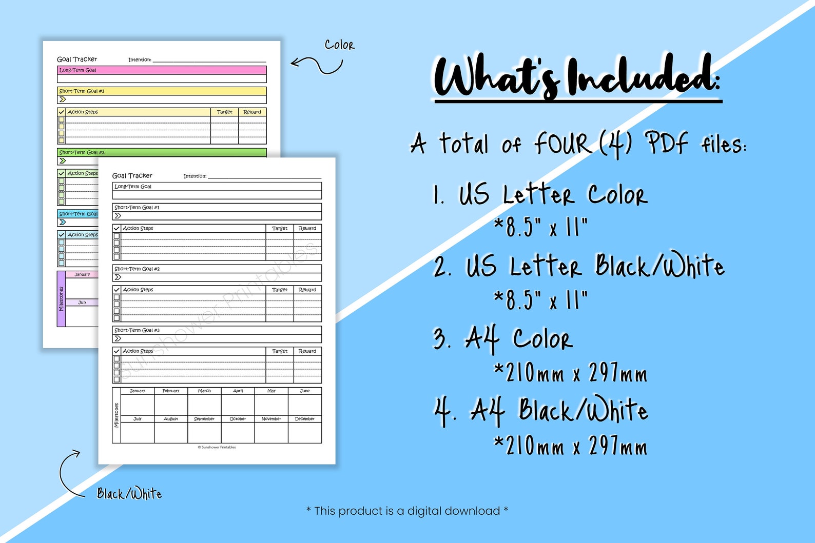Goal Tracker Printable Habit Planner - Goal Setting, Habit Tracking ...