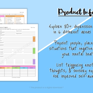 Depression Triggers Printable Checklist - Self Awareness Worksheet ...
