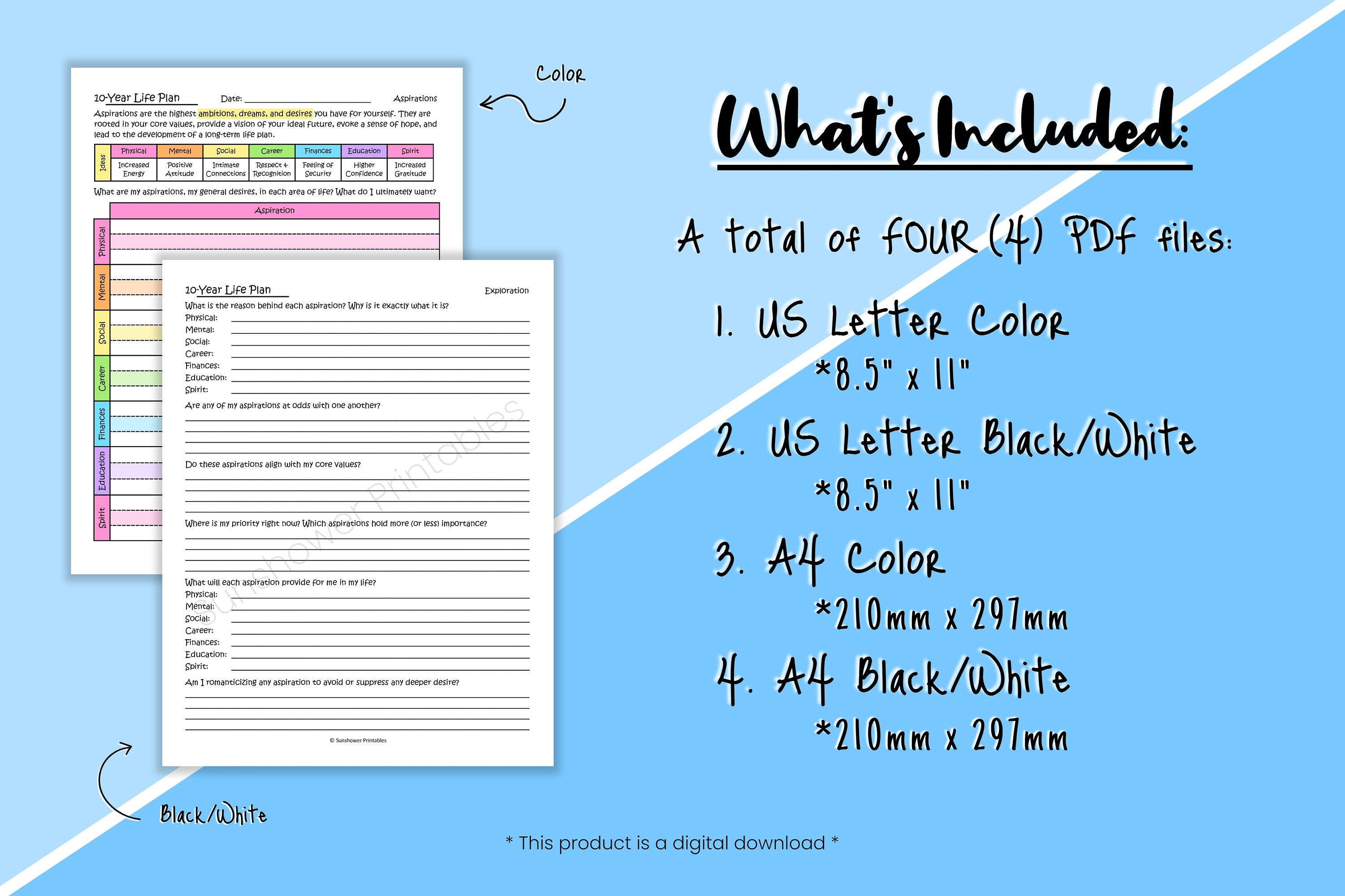 10-year Life Planner Printable Visualization Worksheets, Long-term ...