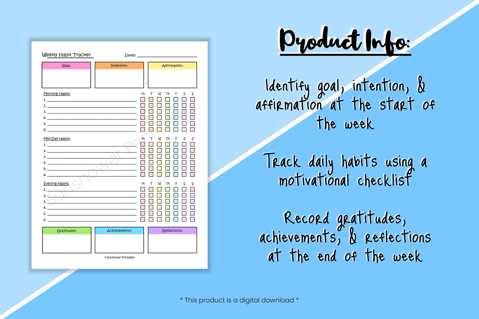 Weekly Habit Tracking Printable Planner Daily Goal Setting, ADHD ...