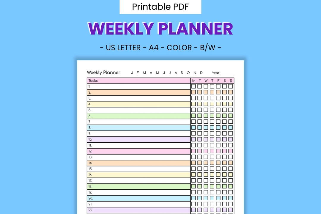 Weekly Planner Printable Task List - Priority Action Agenda, Daily ...