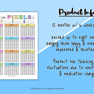 Printable Pixel Mood Tracker Bipolar & Depression Coping, Art Therapy ...