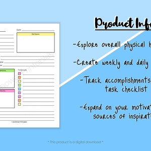 Fitness Goal Setting Journal Page Printable Daily - Etsy