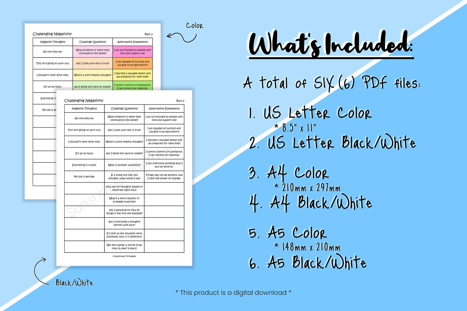 Challenge Negative Thinking Printable Worksheets Boost - Etsy