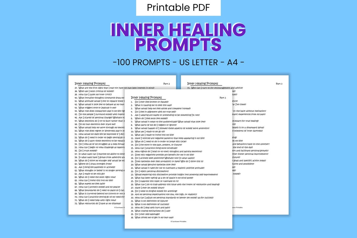 Inner Healing Journal Writing Prompts 100 Printable - Etsy