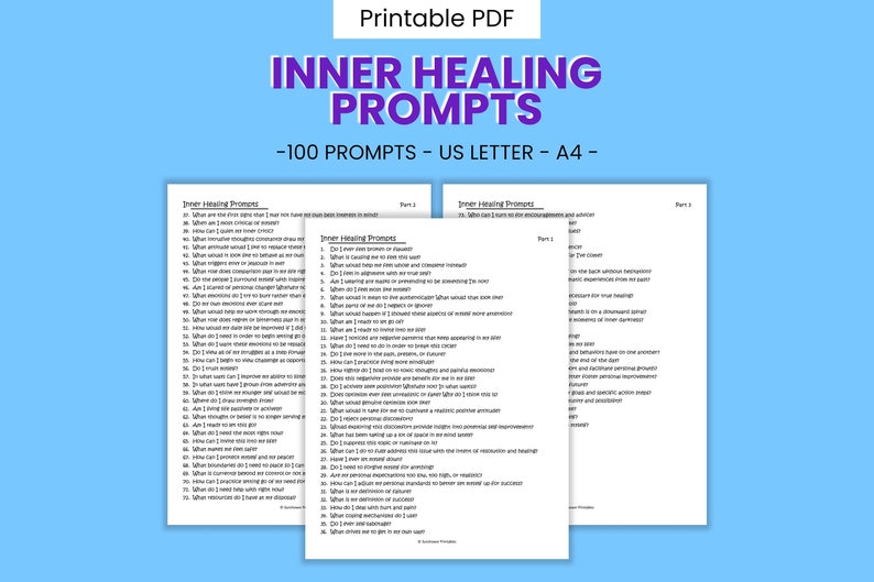 Inner Healing Journal Writing Prompts 100 Printable Questions, Trauma ...