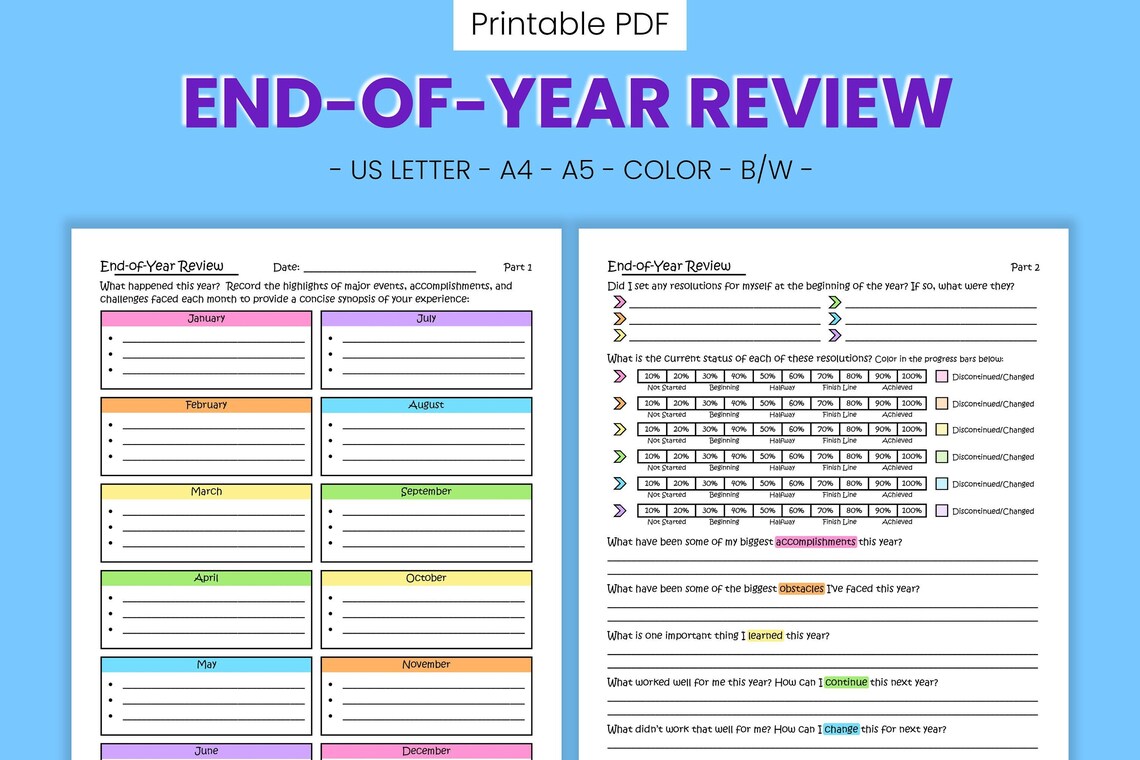 End of Year Printable Worksheets Intention Statement - Etsy