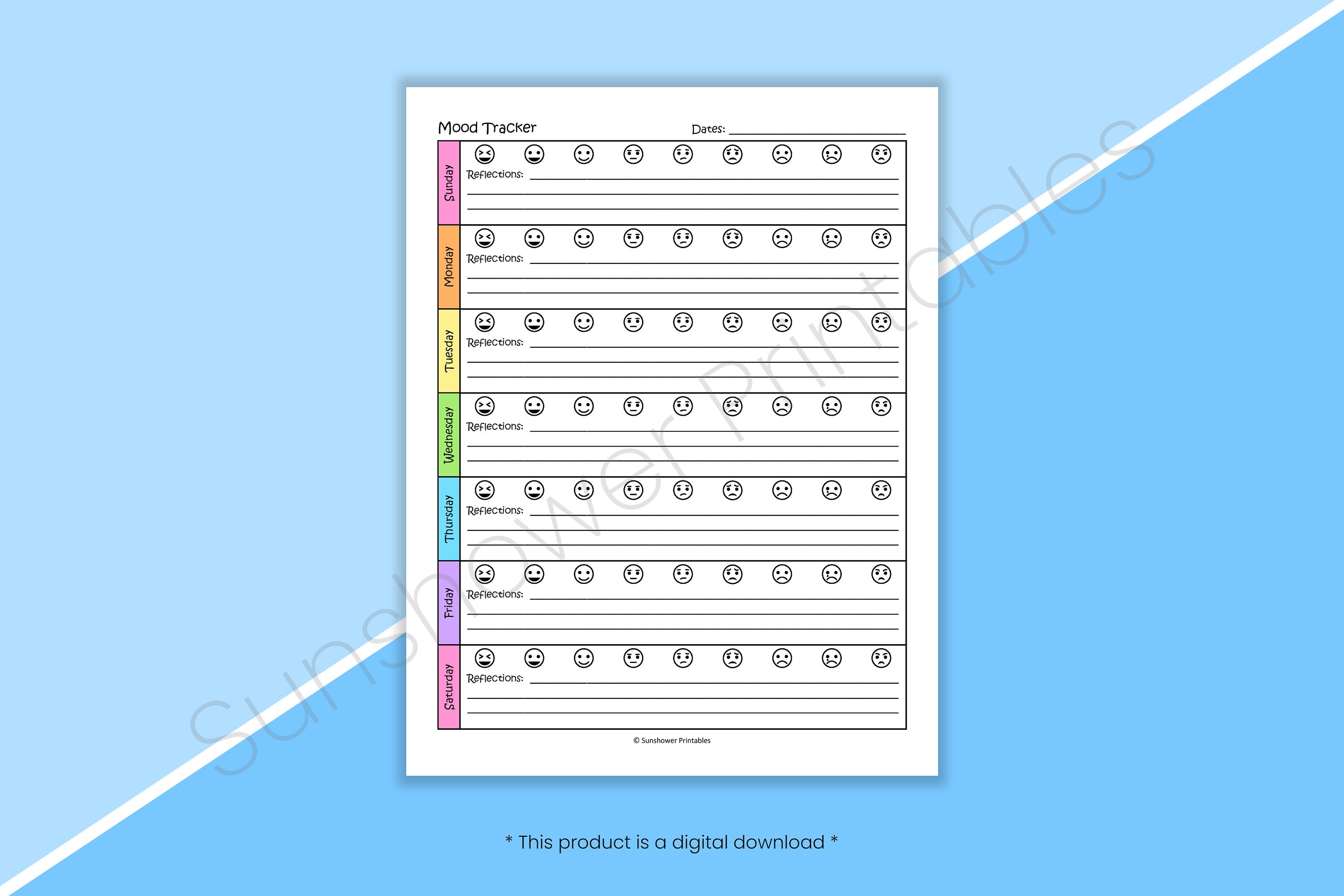 Mood & Emotion Printable Tracker Daily Feelings Management, Weekly ...