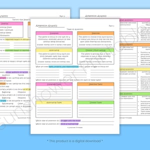 Attention Analysis Printable Focus Worksheets - Productivity Evaluation ...