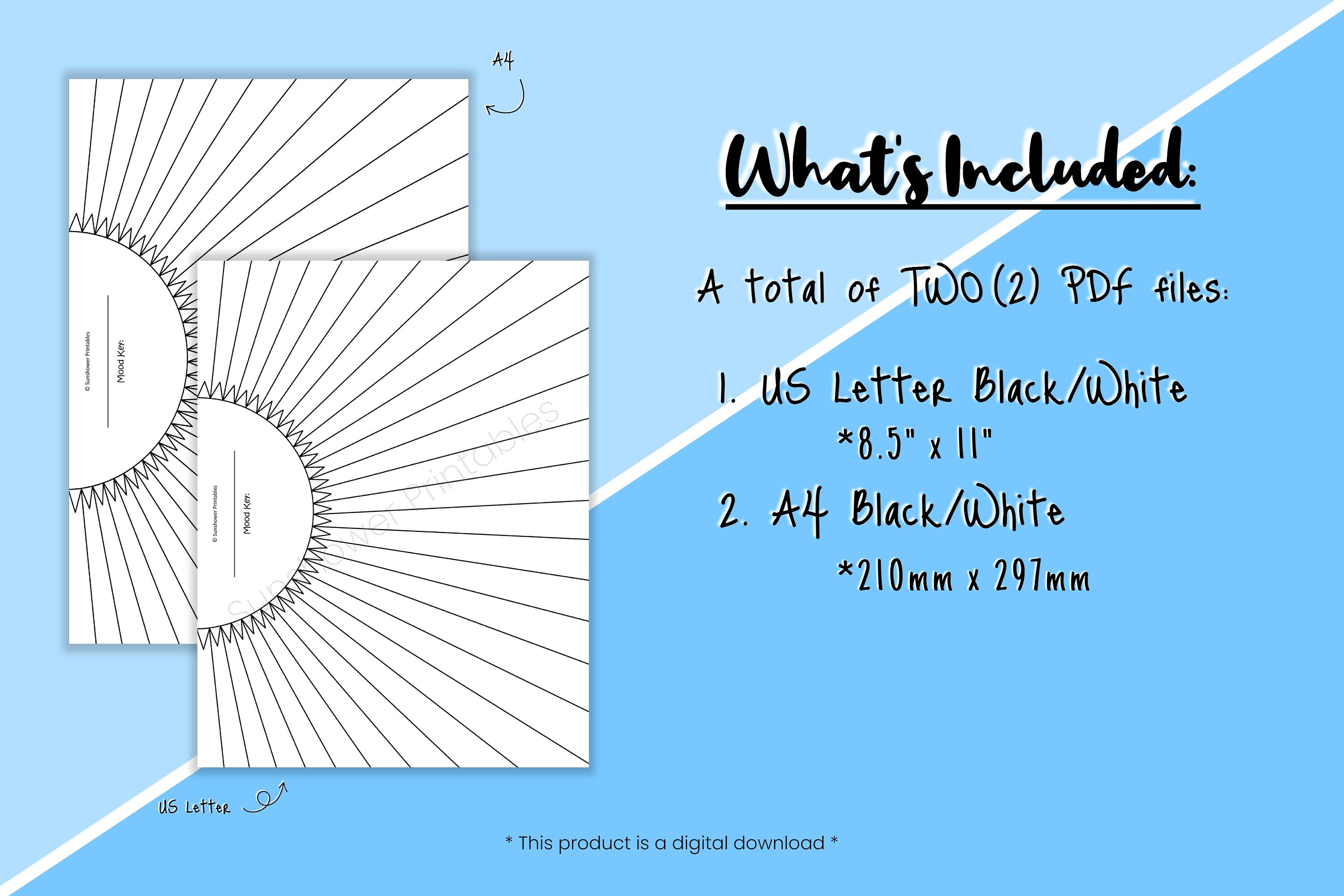 Sunburst Printable Mood Tracker Monthly Pixel Journal, Daily Emotional ...