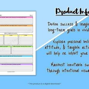 Visualize Success Printable Goal Worksheet - Self Improvement ...