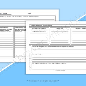 Emotion Processing Printable Therapy Worksheets Mood - Etsy