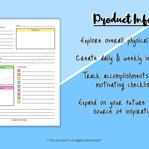Fitness Goal Setting Journal Page - Printable Daily Intentions, Habit ...