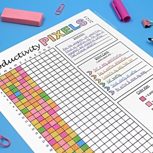 Productivity Tracking Printable Pixel Worksheet - Work Journal, Habit ...